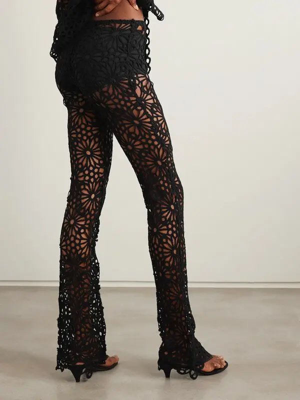 Norma Kamali Open-knit Flared Pants