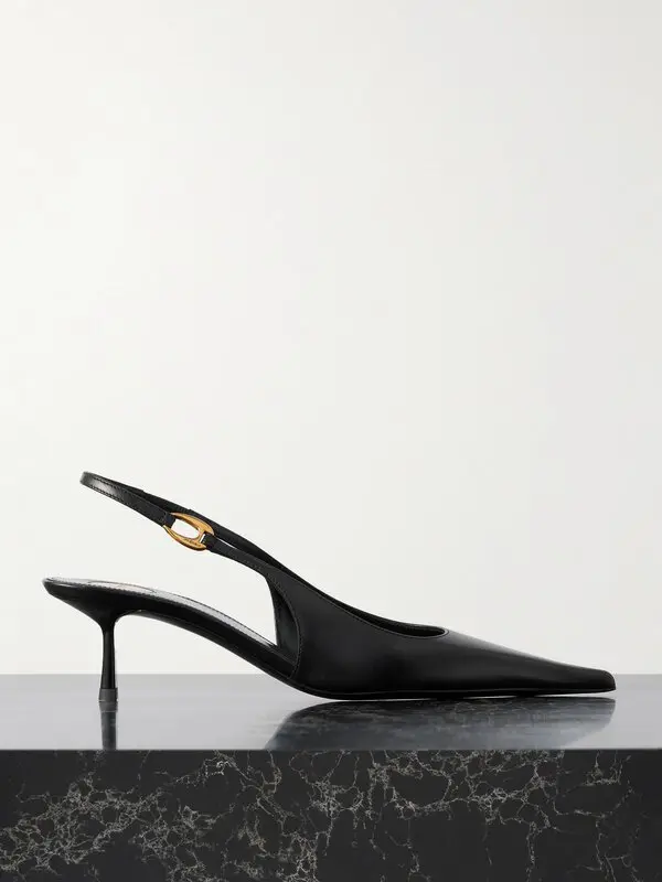 Saint Laurent Vendôme Embellished Leather Slingback Pumps