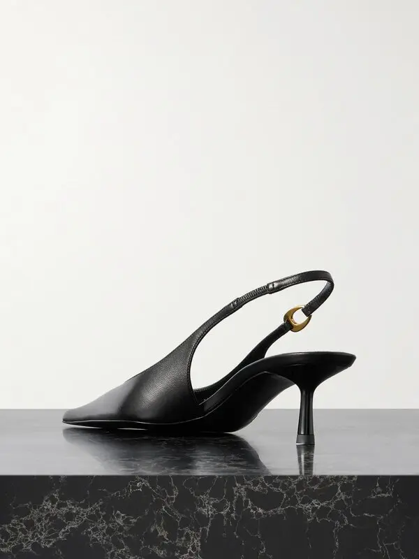 Saint Laurent Vendôme Embellished Leather Slingback Pumps