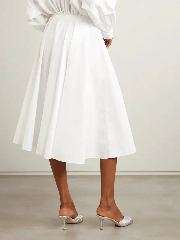 Norma Kamali Pleated Poplin Midi Skirt