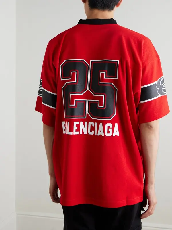 Balenciaga American Football Oversized Printed Piqué T-shirt - Red