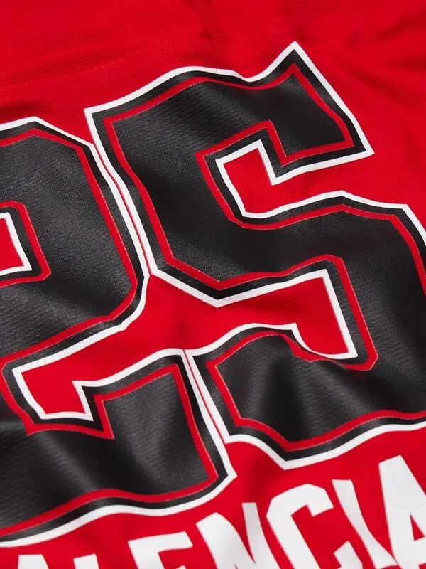 Balenciaga American Football Oversized Printed Piqué T-shirt - Red