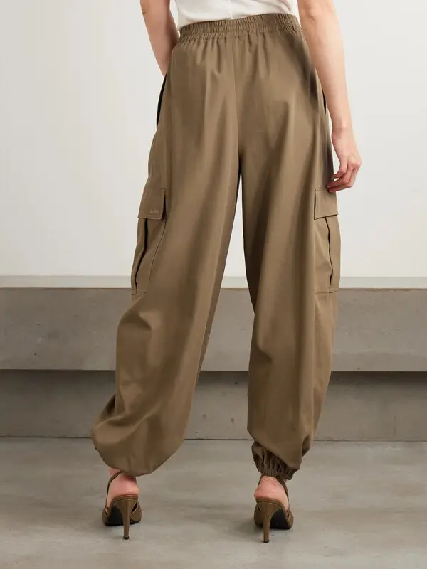 Max Mara Glauco Cotton-twill Tapered Pants - Brown