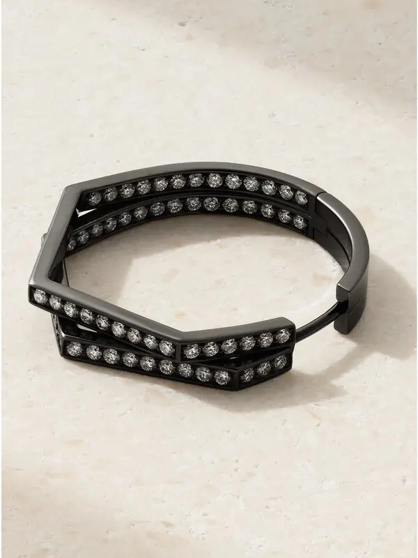 REPOSSI Antifer Medium 18-karat Diamond Single Hoop Earring - Black