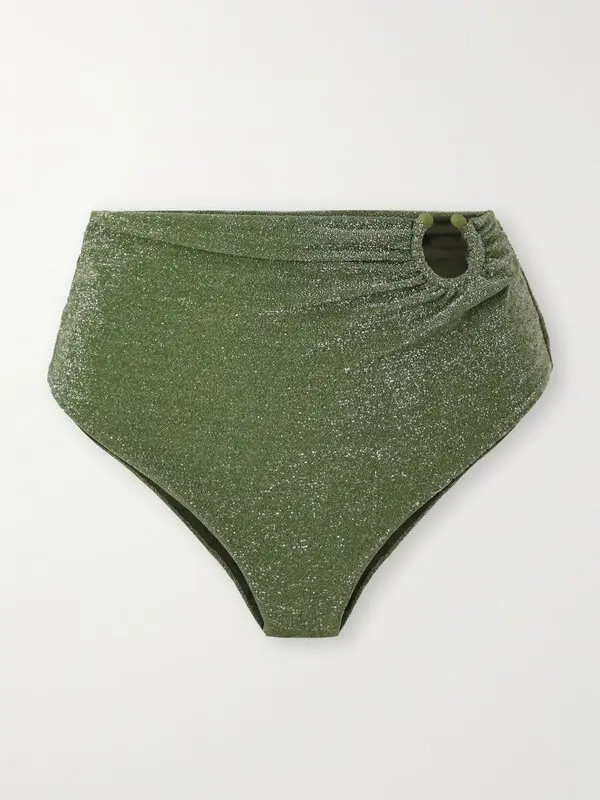 Johanna Ortiz Taita Embellished Bikini Briefs - Green