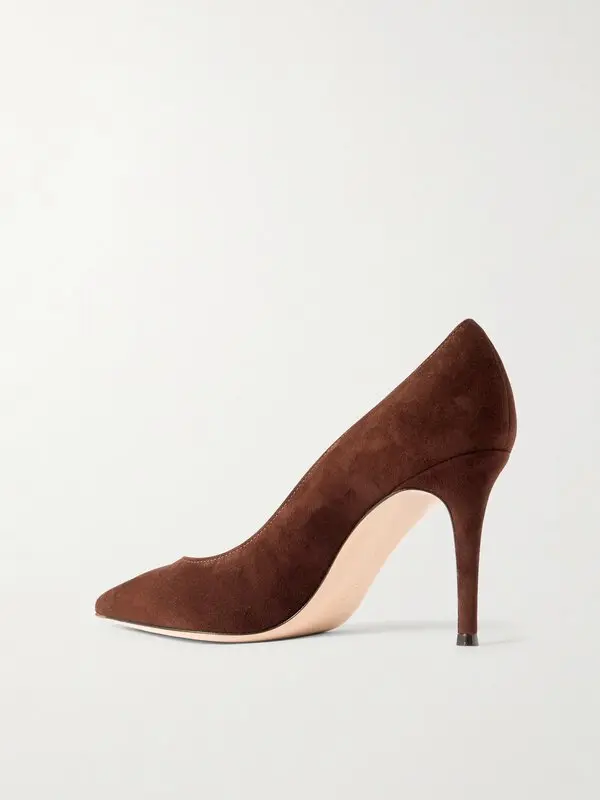 GIANVITO ROSSI 85 Suede Pumps - Brown