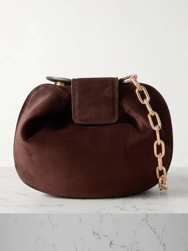 Gabriela Hearst Soft Demi Suede Clutch - Brown
