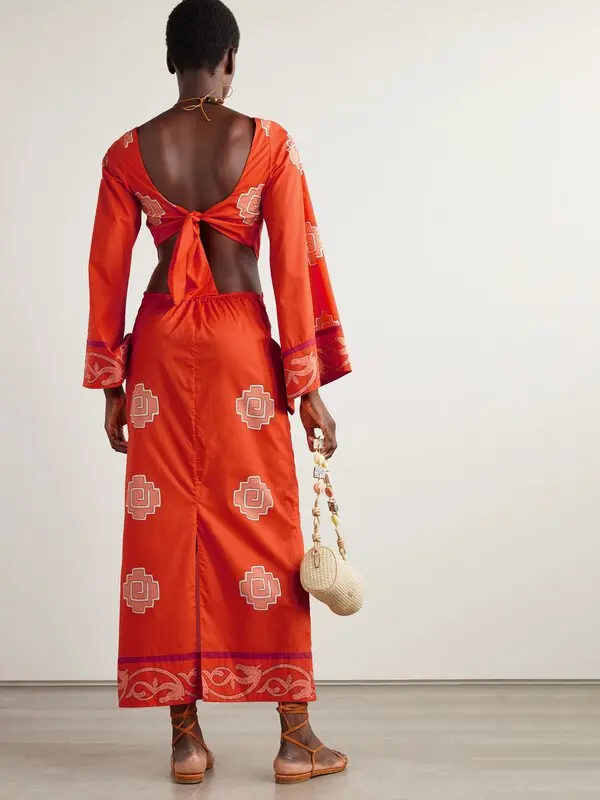 Johanna Ortiz Sanctuary Maxi Dress - Light Red/Wine/Pink - M