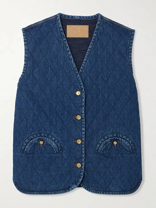 BLAZÉ MILANO Suffolk Quilted Denim Vest - Blue