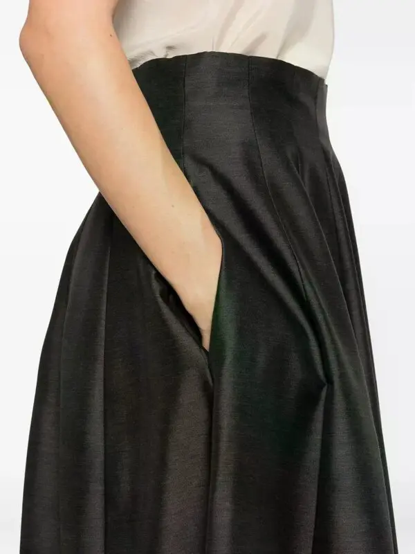Alberta Ferretti Pleated A-line Midi Skirt