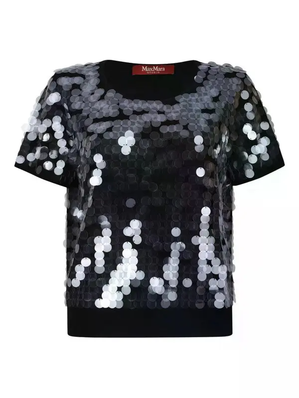 Max Mara Sequin-embellished Short-sleeve T-shirt - Black