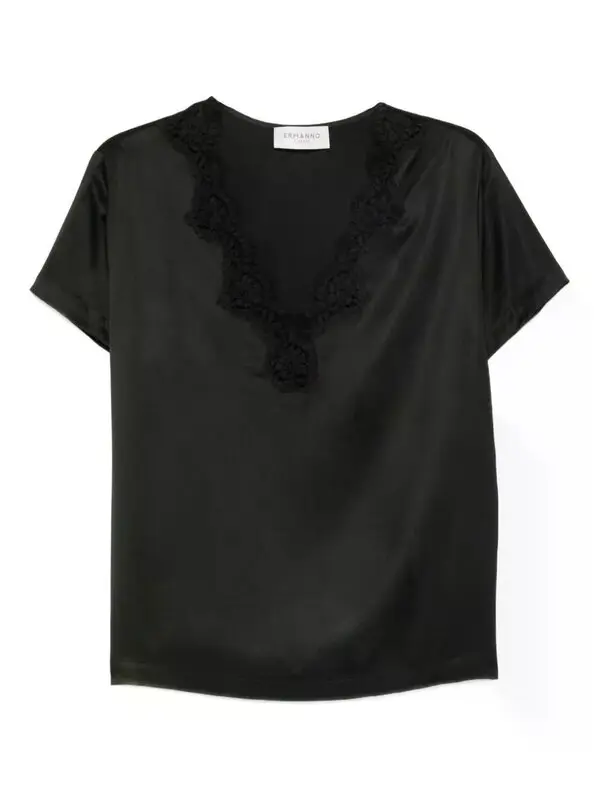 ERMANNO FIRENZE Lace-insert Blouse - Black