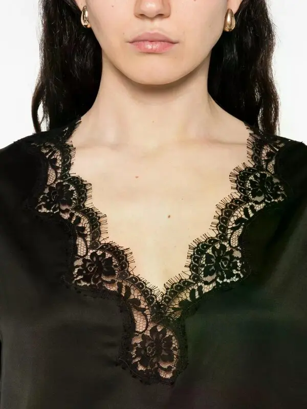ERMANNO FIRENZE Lace-insert Blouse - Black