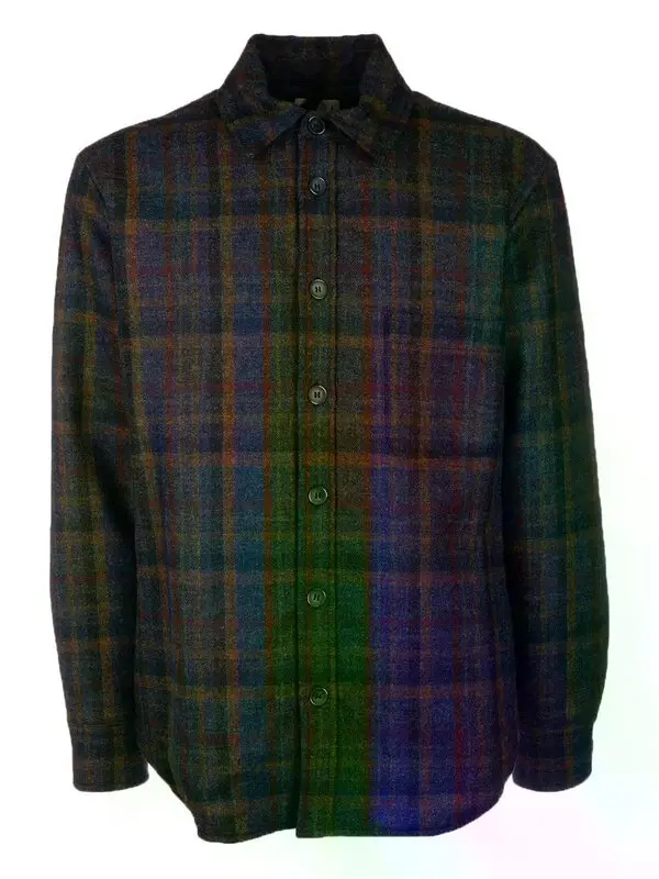 4FF Checked Wool Shirt - Grey