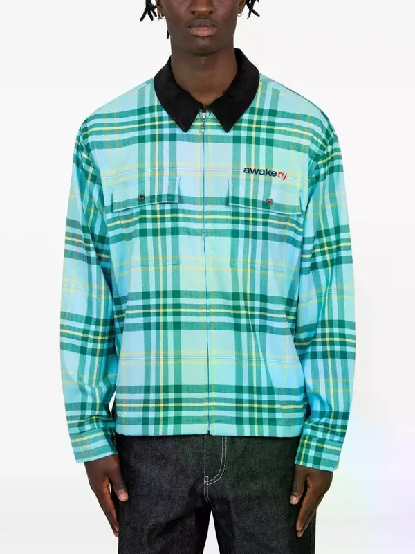 AWAKE NY Plaid Zip-up Shirt
