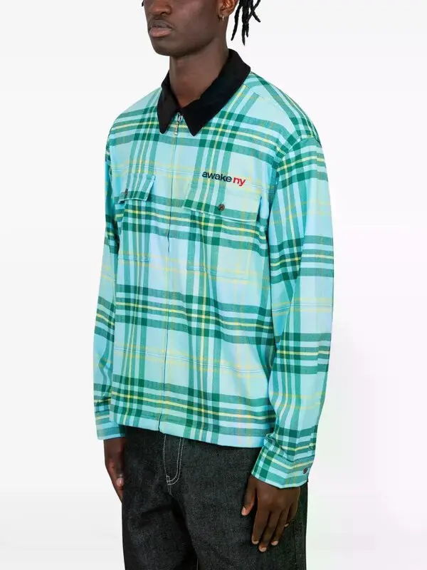 AWAKE NY Plaid Zip-up Shirt