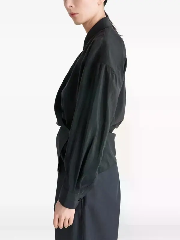 LEMAIRE Twisted Detail Long-sleeved Shirt - Black