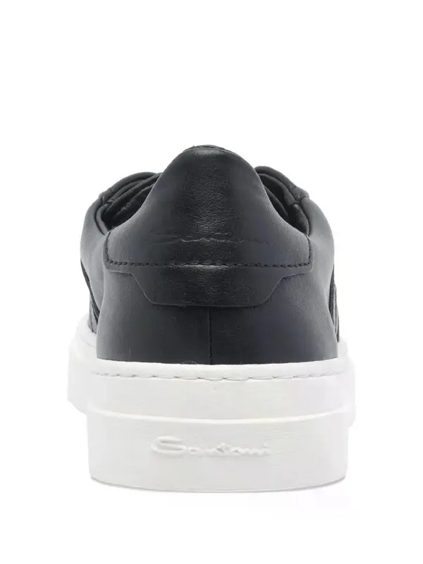 Santoni Round-toe Leather Sneakers - Black