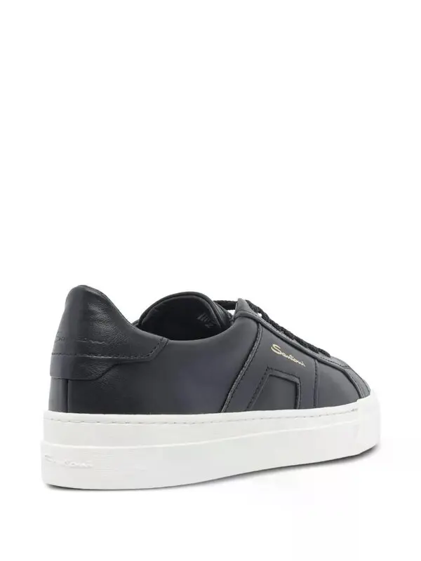 Santoni Round-toe Leather Sneakers - Black