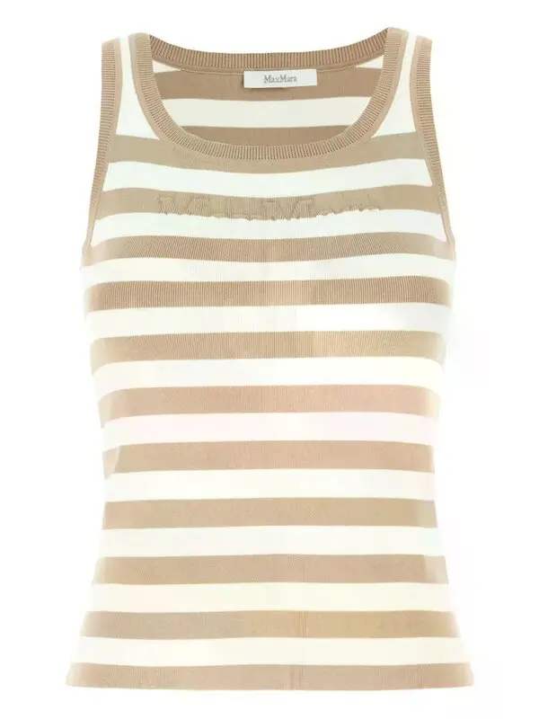 Max Mara Striped Ribbed-knit Top - White