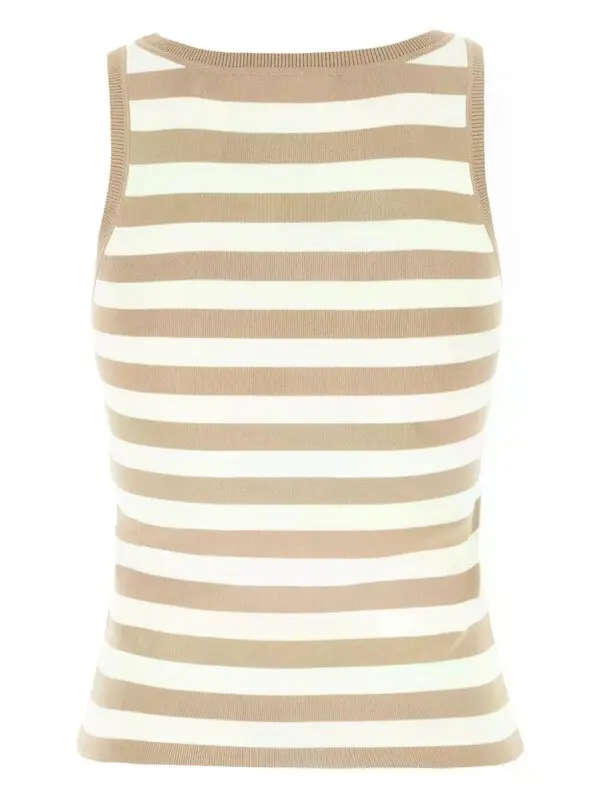 Max Mara Striped Ribbed-knit Top - White