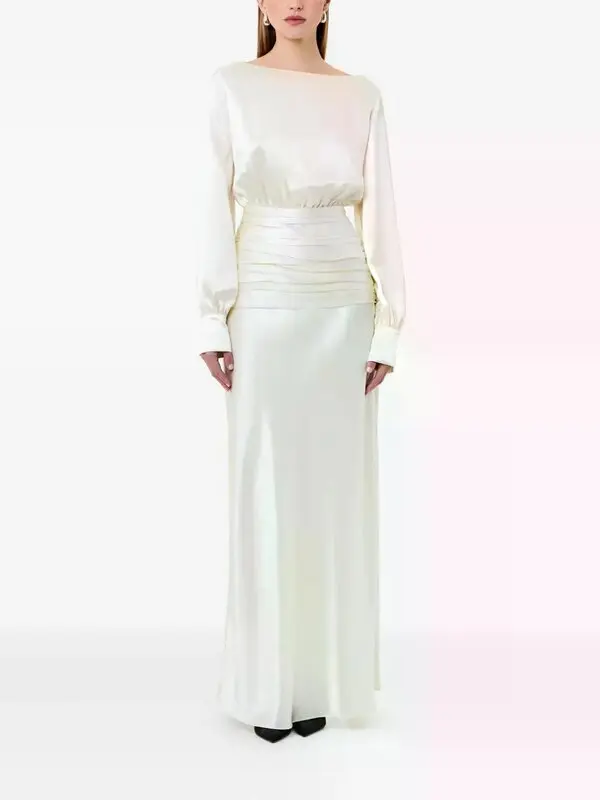 NICHOLAS Samina Open-back Gathered Dress - Neutrals