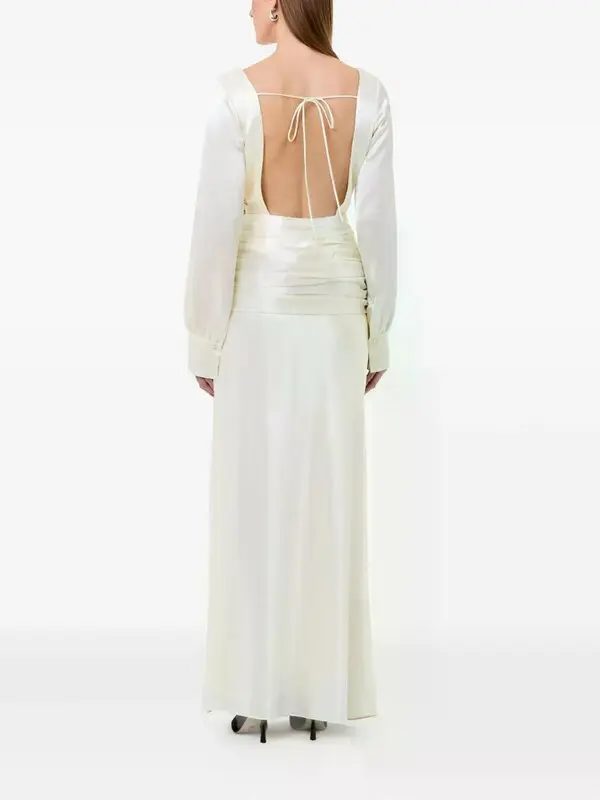 NICHOLAS Samina Open-back Gathered Dress - Neutrals