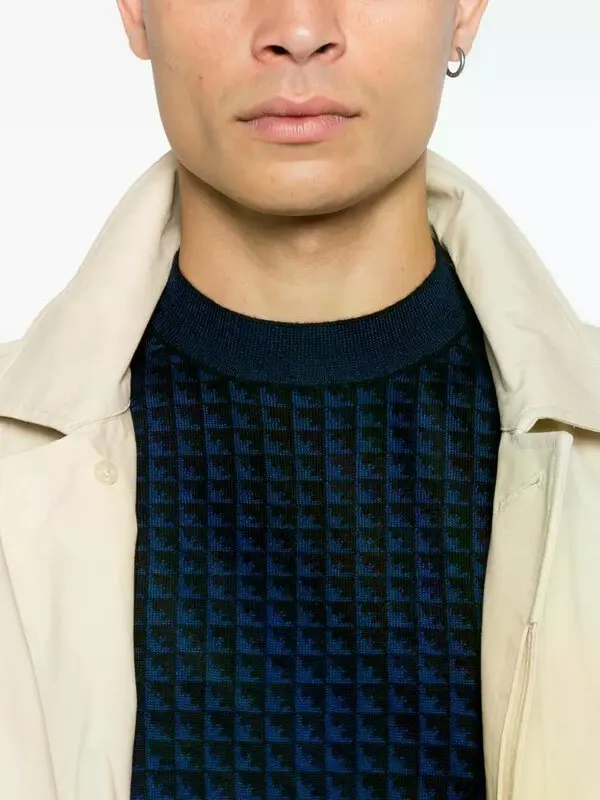 Emporio Armani Houndstooth Wool Sweater - Blue