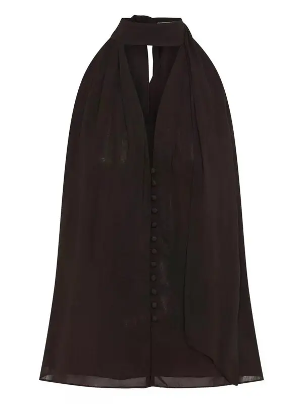 NICHOLAS Sumira Neck-tie Buttoned Top - Brown