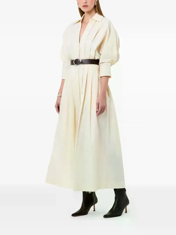 knee length dresses for ladies puff sleeve pleated midi  river + road