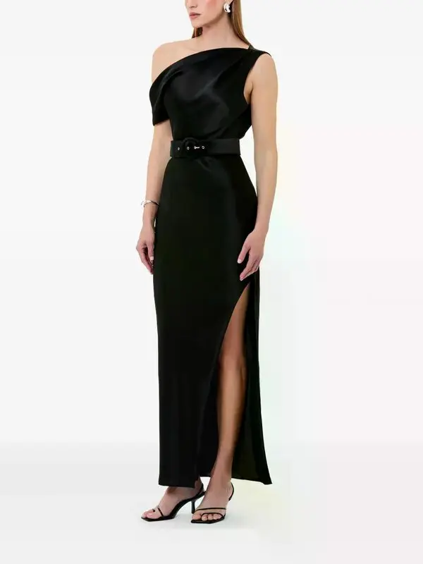 NICHOLAS Eartha One-shoulder Belted Maxi Dress - Black