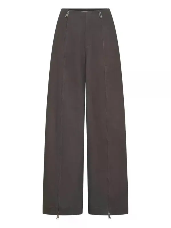 NICHOLAS Amalia Zip-detail Trousers - Brown