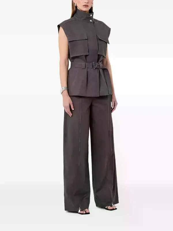 NICHOLAS Amalia Zip-detail Trousers - Brown