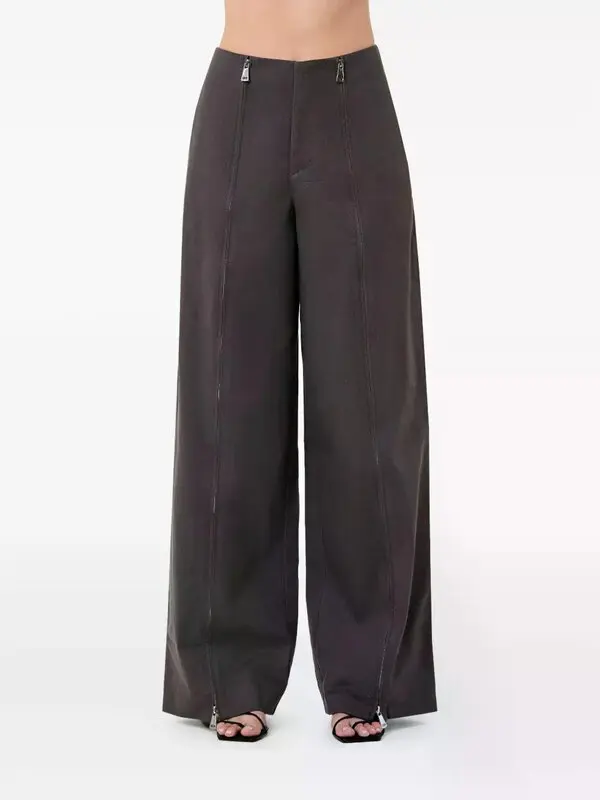 NICHOLAS Amalia Zip-detail Trousers - Brown