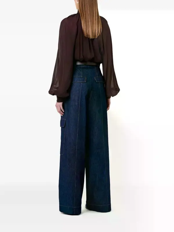 NICHOLAS Solene High-neck Balloon-sleeve Top - Brown