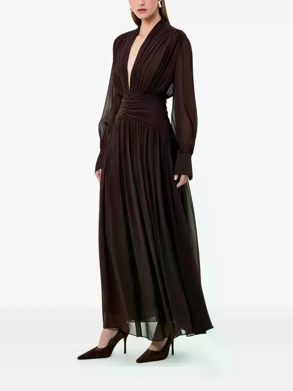 NICHOLAS Jocelyn V-neck Maxi Dress - Brown