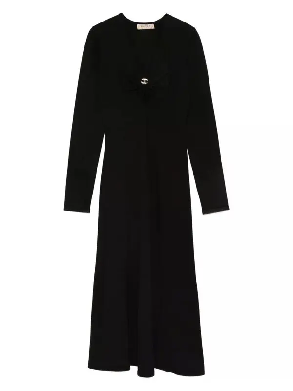 TWINSET Twist-detail Long-sleeved Midi Dress - Black