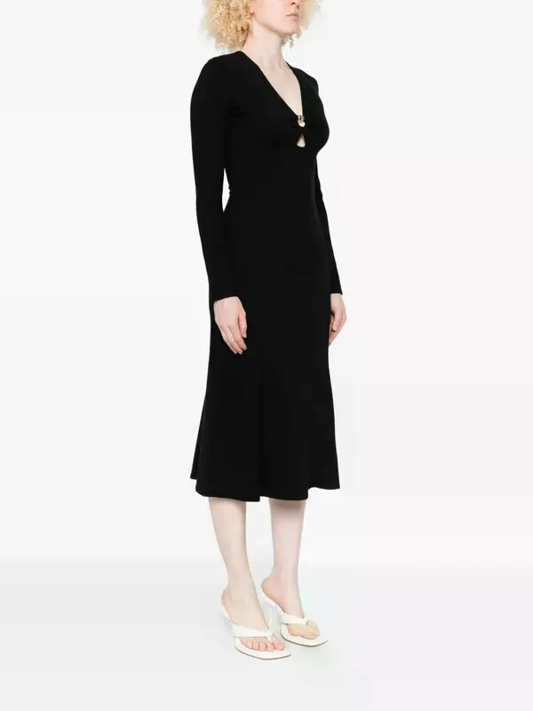TWINSET Twist-detail Long-sleeved Midi Dress - Black