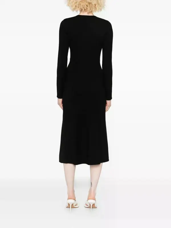 TWINSET Twist-detail Long-sleeved Midi Dress - Black