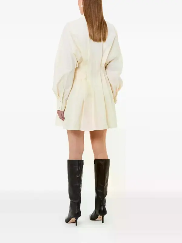 NICHOLAS Fabienne Pleated Shirt Dress - Neutrals