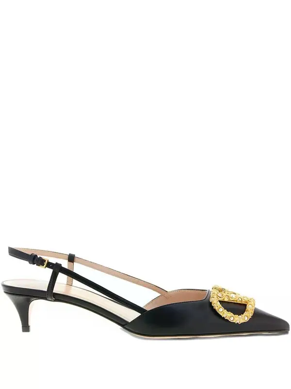 Valentino Garavani 40mm Embellished Slingback Heeled Pumps - Black