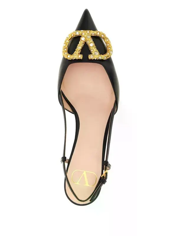 Valentino Garavani 40mm Embellished Slingback Heeled Pumps - Black
