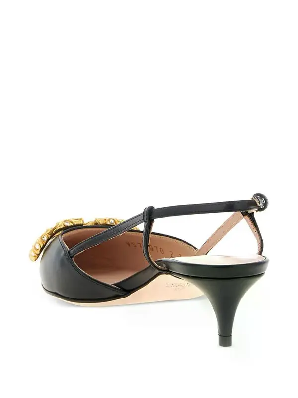 Valentino Garavani 40mm Embellished Slingback Heeled Pumps - Black