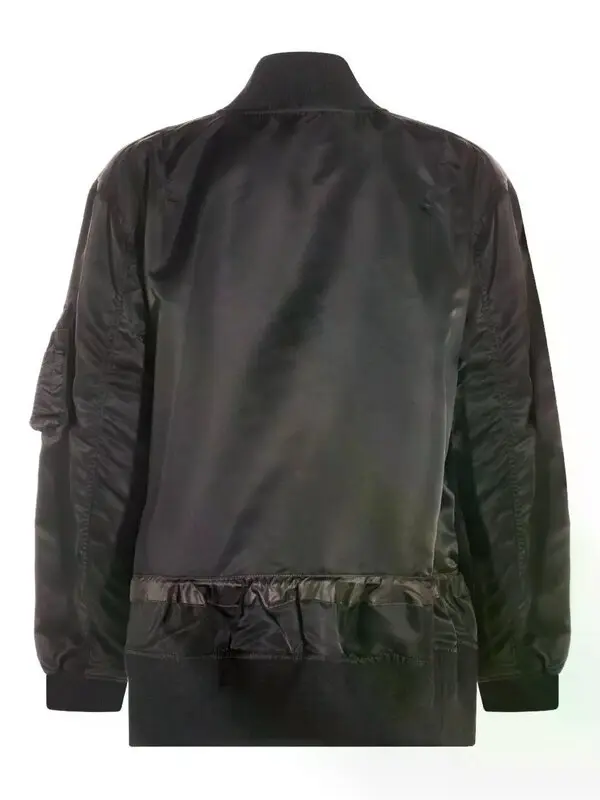Sacai Bomber Jacket With Ruffled Hem - Black