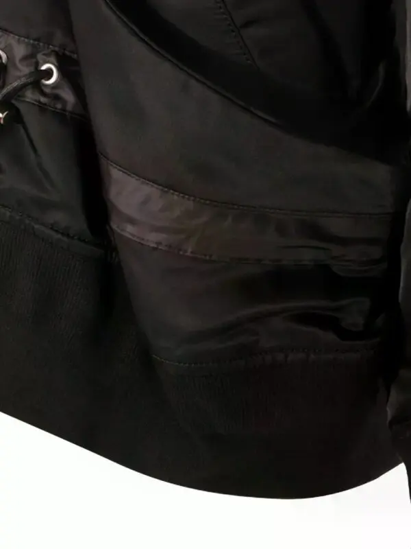 Sacai Bomber Jacket With Ruffled Hem - Black
