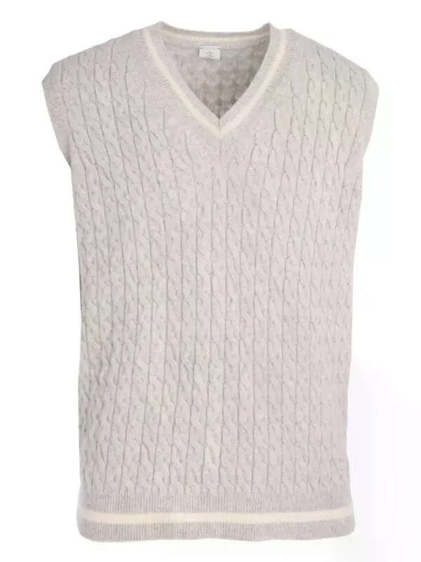 Eleventy Cable-knit V-neck Sleeveless Sweater - Grey
