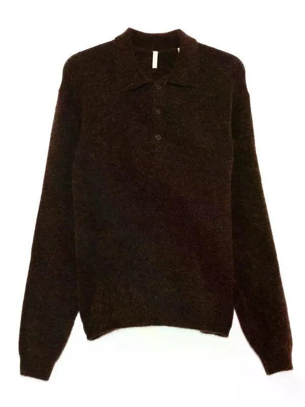 SUNFLOWER Polo-neck Buttoned Sweater - Brown