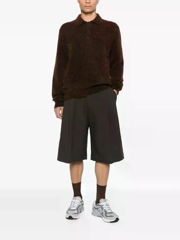 SUNFLOWER Polo-neck Buttoned Sweater - Brown