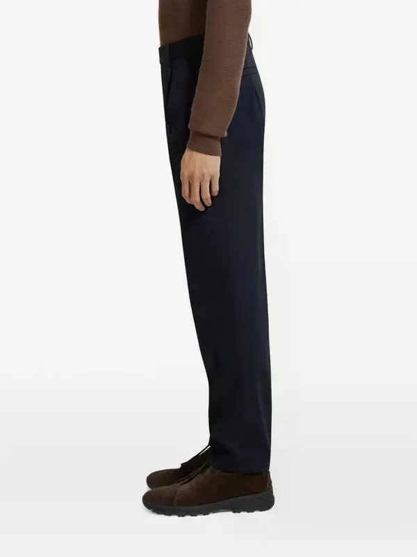 Zegna Pleated Cotton Trousers - Blue