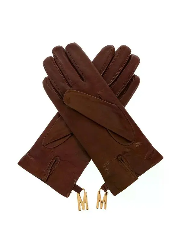 Moschino Logo-detail Leather Gloves